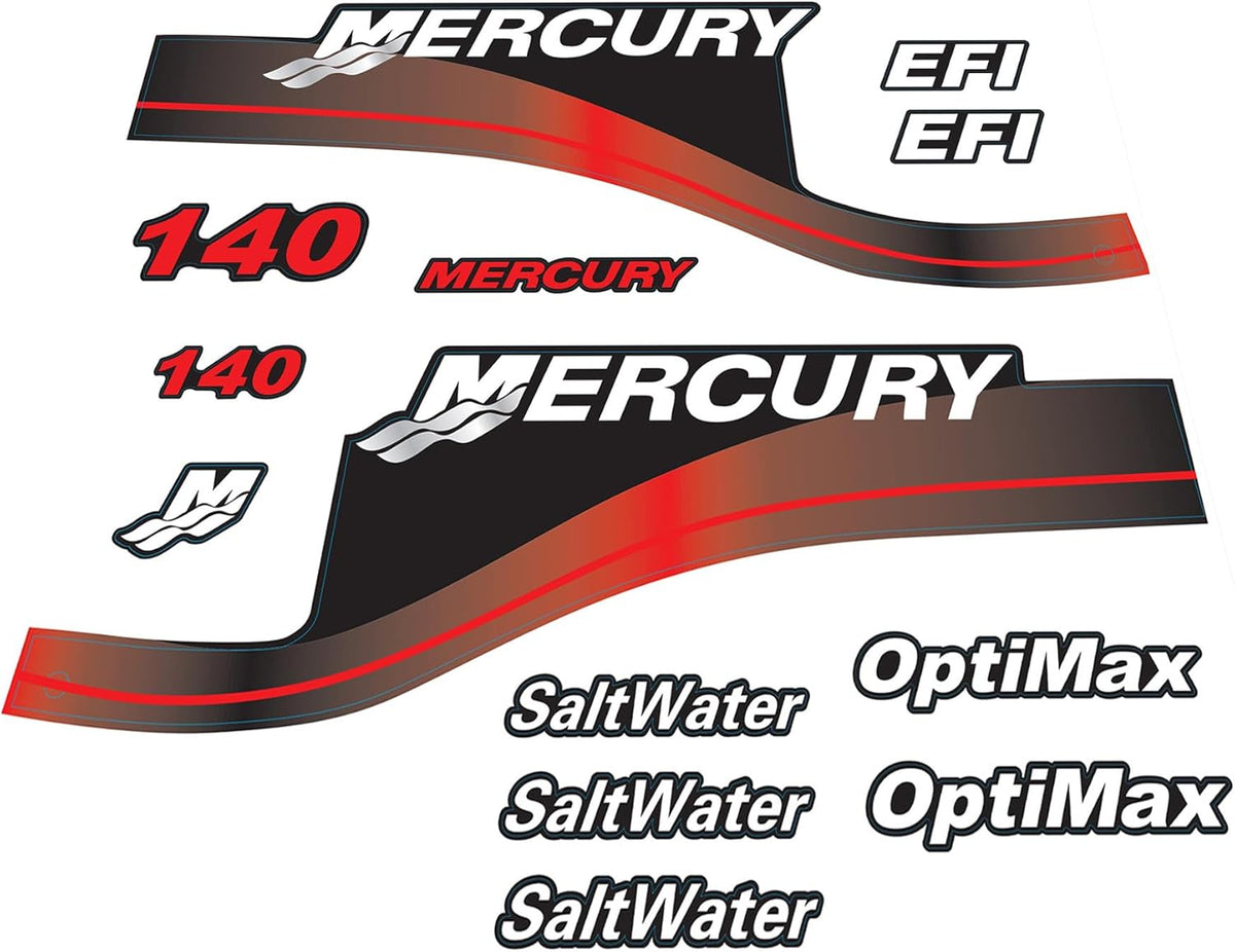 Mercury Marine 140 HP Outboards Motor Top Cowl Cove Decal Sticker Set ...